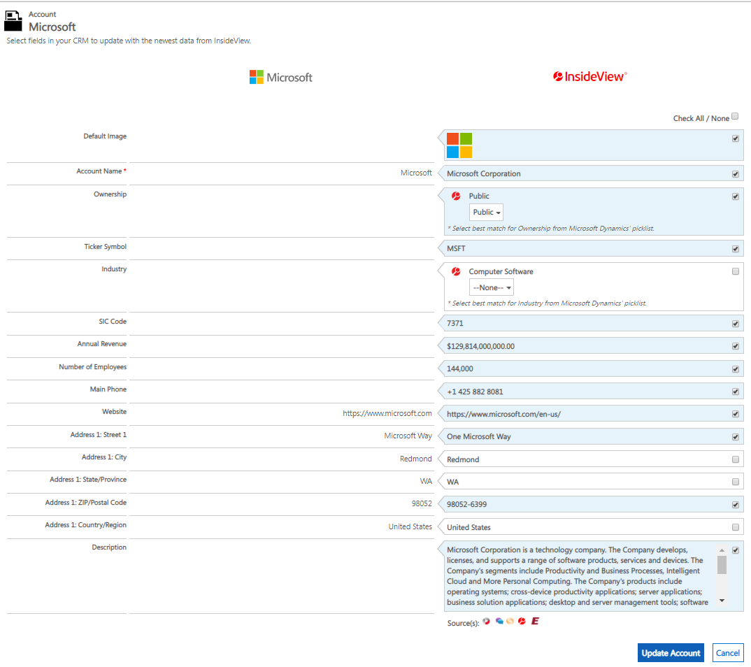 InsideView Insights for Microsoft Dynamics 365 CRM